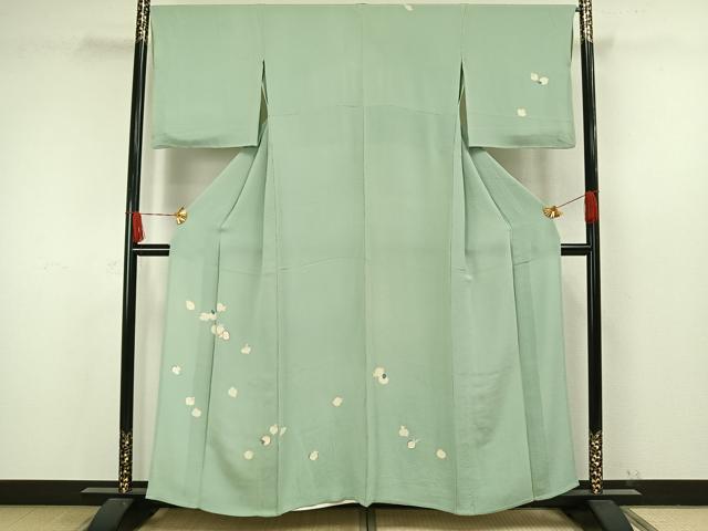 平和屋着物▽訪問着　単衣　刺繍　成り物　鬼しぼ縮緬　正絹　逸品　AAAW7639fy