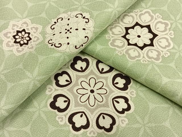 平和屋着物▽小紋　単衣　吉祥花文　洗える着物　AAAW7664fy