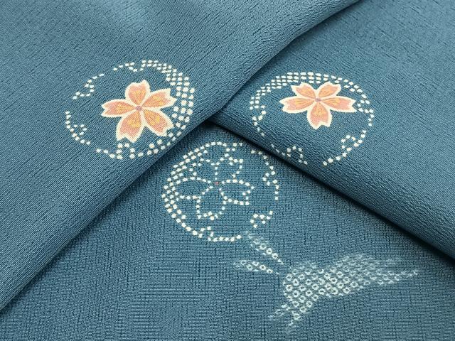 平和屋着物▽小紋　単衣　花丸文　兎　洗える着物　AAAW7668fy