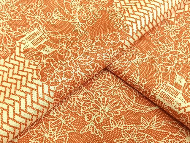 平和屋着物▽上質な小紋　単衣　雲取り風景花文　正絹　逸品　未使用　AAAW7683fy