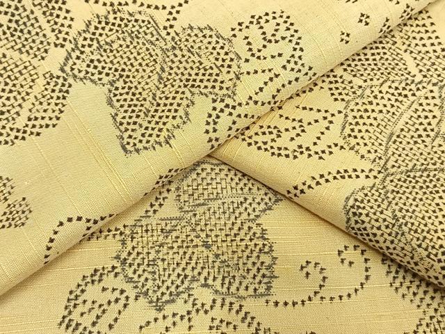 平和屋着物▽上質な小紋　単衣　紬地　蔦の葉文　正絹　逸品　AAAW7695fy