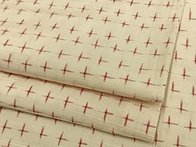 平和屋着物▽上質な紬 　単衣　十字絣 　正絹　逸品　未使用　AAAW7703fy