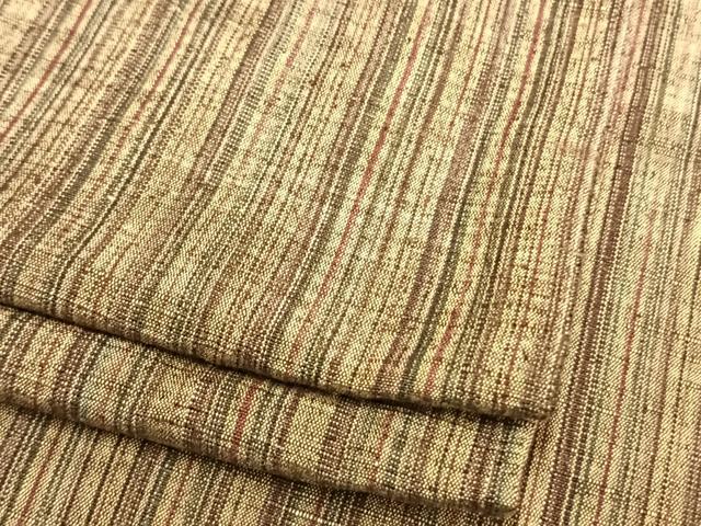 平和屋着物▽上質な紬　単衣　縞　正絹　逸品　AAAW7710fy