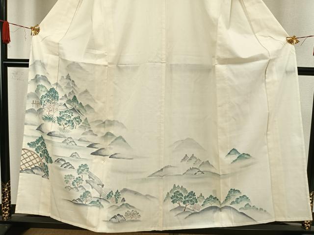 平和屋着物●訪問着　紬地　シルエット文様　正絹　逸品　AAAX0083np 平和屋着物○訪問着 紬地 シルエット文様 正絹 逸品 AAAX0083np