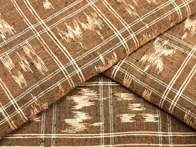 平和屋着物▽上質な紬　単衣　琉球絣文様　正絹　逸品　AAAW7716fy