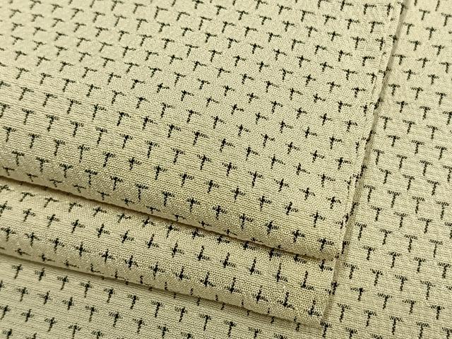 平和屋着物▽本塩沢　単衣　十字絣　正絹　逸品　AAAW7719fy