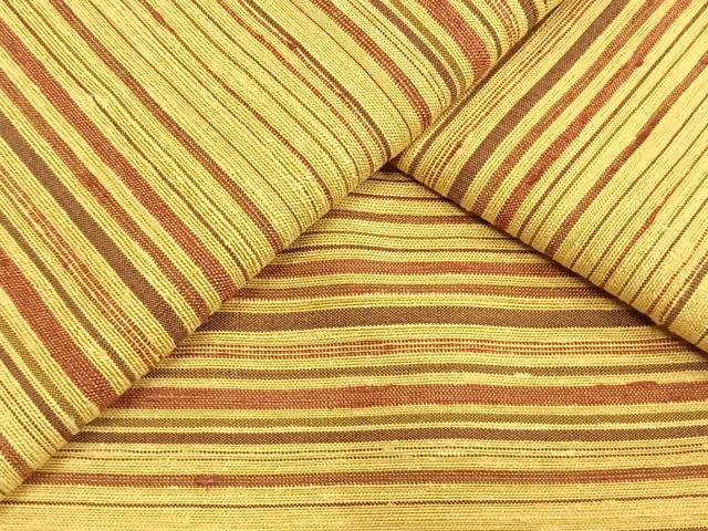 平和屋着物▽上質な紬　単衣　横縞　正絹　逸品　AAAW7722fy