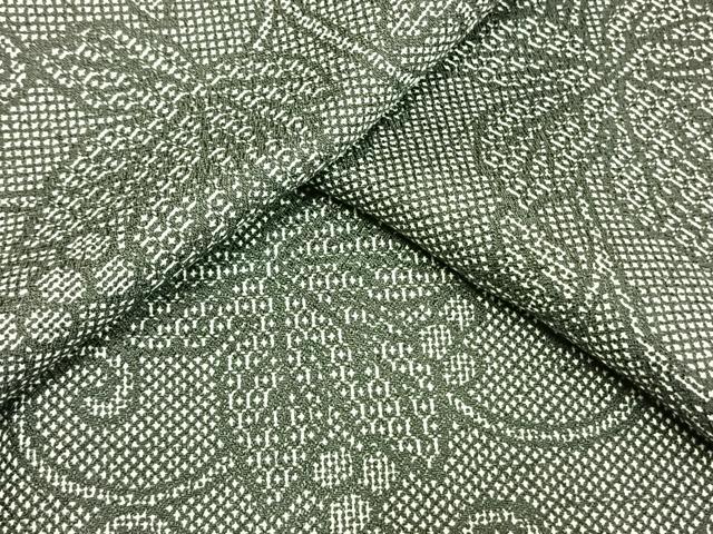 平和屋着物▽小紋　単衣　葡萄　黒地　洗える着物　AAAW7749fy