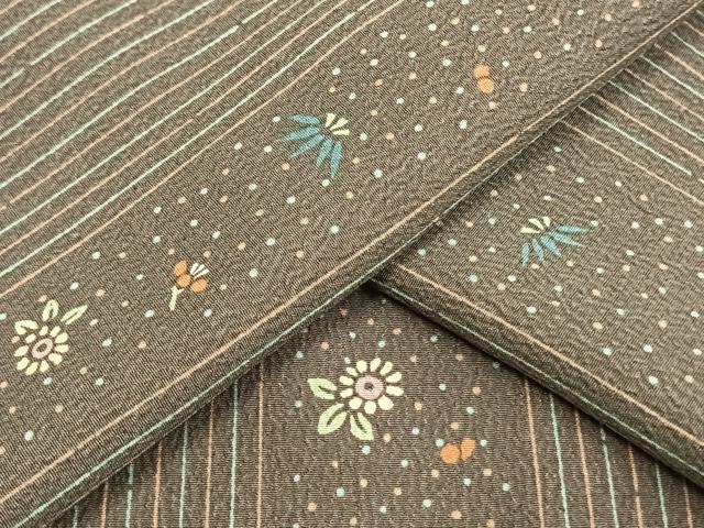 平和屋着物▽小紋　単衣　草花間道　さんび謹製　洗える着物　AAAW7756fy