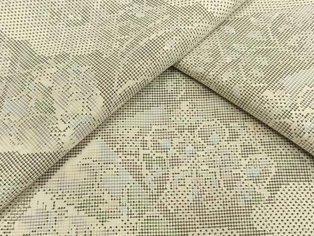 平和屋着物▽都喜ヱ門　本場大島紬　単衣　白大島　9マルキ　幾何学文様　藤絹織物謹製　正絹　逸品　AAAW7760fy