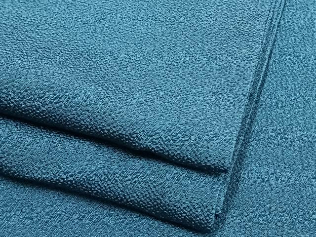 平和屋着物▽色無地　単衣　藍色　鬼しぼ縮緬　洗える着物　AAAW7779fy