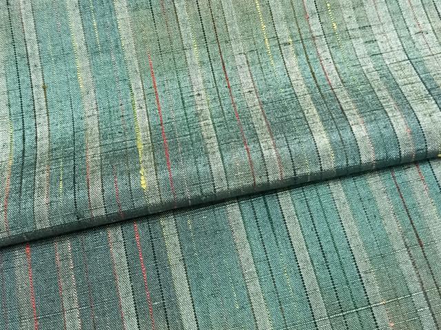 平和屋着物▽上質な紬 単衣 縞 正絹 逸品 AAAW7791fy