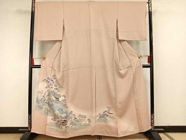 平和屋着物▽豪華色留袖　単衣　風景文　暈し染め　銀彩　正絹　逸品　AAAW7795fy