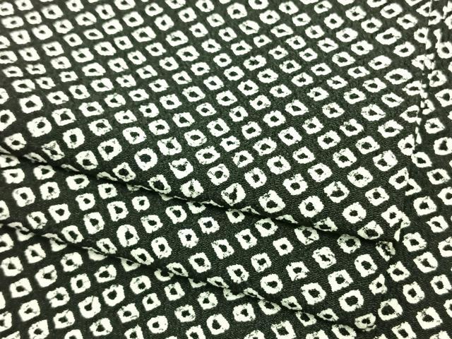 平和屋着物▽小紋　単衣　鹿の子文　黒地　洗える着物　AAAW7832fy