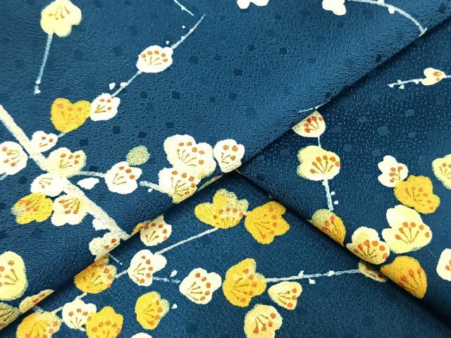 平和屋着物▽小紋　単衣　手描き　枝梅文　洗える着物　AAAW7833fy