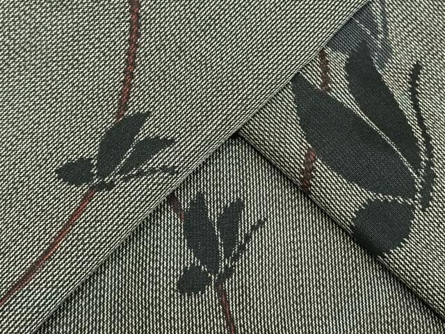 平和屋着物▽上質な紬　単衣　舞蝶文　正絹　逸品　AAAW7845fy