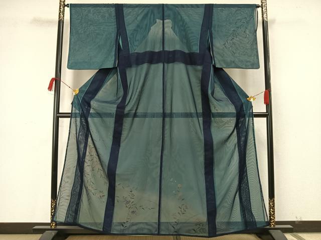 平和屋着物▽訪問着　無双　紗袷　紗×紗　手描き　草花文　金彩　正絹　逸品　AAAW7850fy