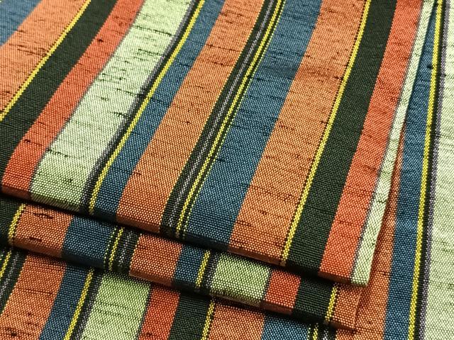 平和屋着物▽上質な紬　単衣　縞　正絹　逸品　AAAW7860fy