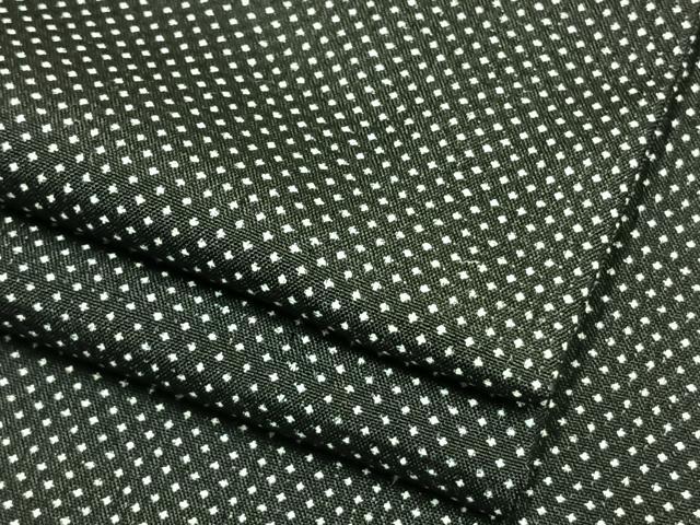 平和屋着物▽上質な小紋　単衣　あられ文　黒地　正絹　逸品　AAAW7862fy