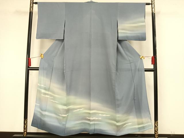 平和屋着物▽訪問着　単衣　霞文　暈し染め　正絹　逸品　AAAW7867fy