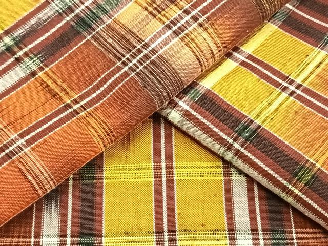 平和屋着物▽上質な紬　単衣　格子　正絹　逸品　AAAW7884fy