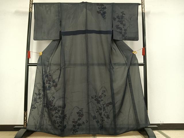 平和屋着物▽訪問着　無双　紗袷　紗×絽　手描き　草花文　正絹　逸品　未使用　AAAW7889fy