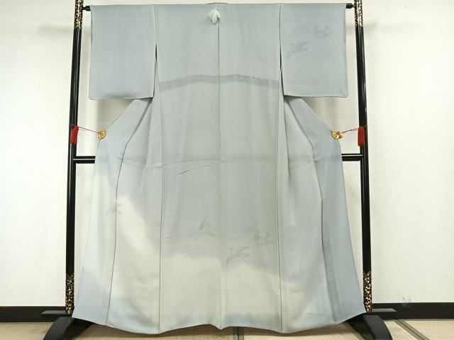 平和屋着物▽訪問着　無双　紗袷　紗×絽　手描き　立波飛鳥文　正絹　逸品　未使用　AAAW7919fy