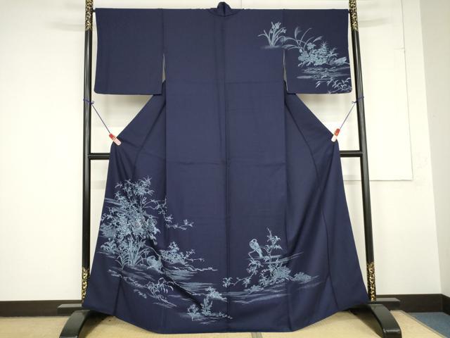 平和屋着物●訪問着　刺繍　花鳥文　正絹　逸品　AAAW8139ma