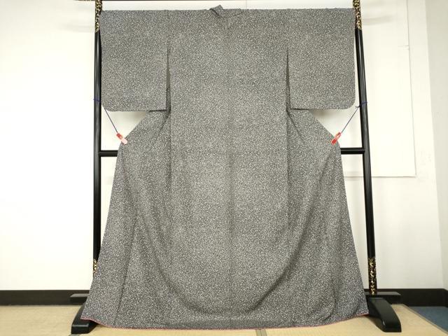 平和屋着物○上質な小紋 たたき染め 黒地 正絹 逸品 CAAU2037yc