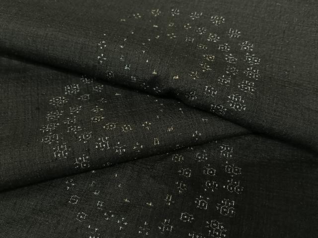 平和屋着物●結城紬　80亀甲　飛び亀甲柄　黒地　正絹　逸品　AAAW9054zg