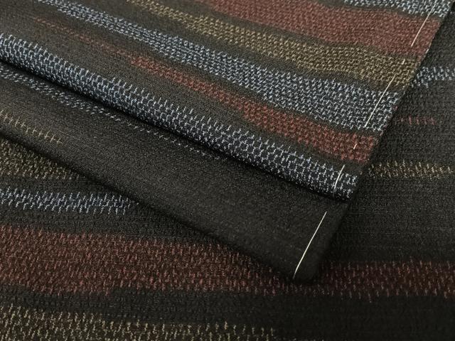 平和屋着物●お召　変わり横段文　正絹　逸品　AAAW9113zg