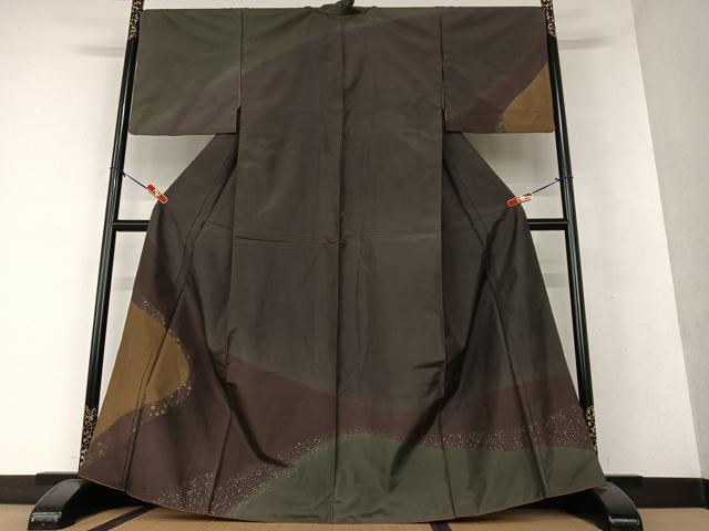 平和屋着物●本場染大島紬　訪問着　箔散らし　金彩　正絹　逸品　AAAW9155zg