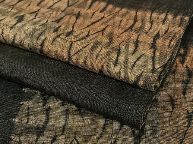 平和屋着物●上質な紬　絞り　市松文様　正絹　逸品　AAAW9165zg