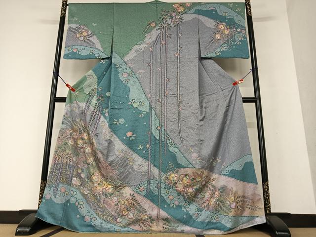 平和屋着物○訪問着 辻が花 絞り 暈し染め 金彩 正絹 逸品 CAAX5744gh