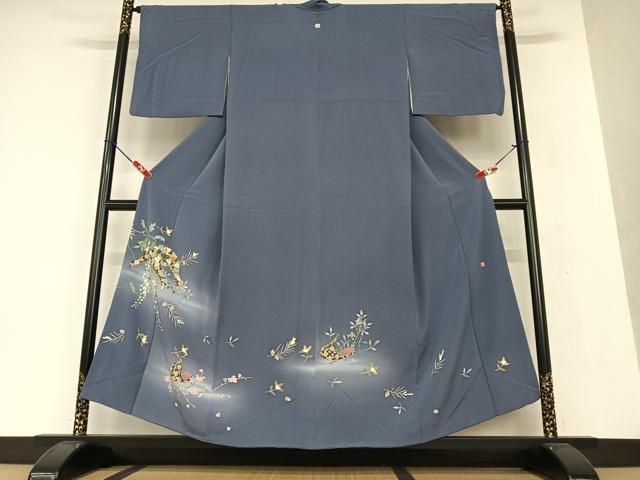 平和屋着物●本加賀友禅作家　魚津誠　色留袖　馬具に枝花　暈し染め　正絹　逸品　AAAW9184zg