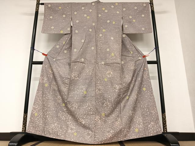 平和屋着物●訪問着　作家物　紬地　雪の結晶　正絹　逸品　AAAW9193zg