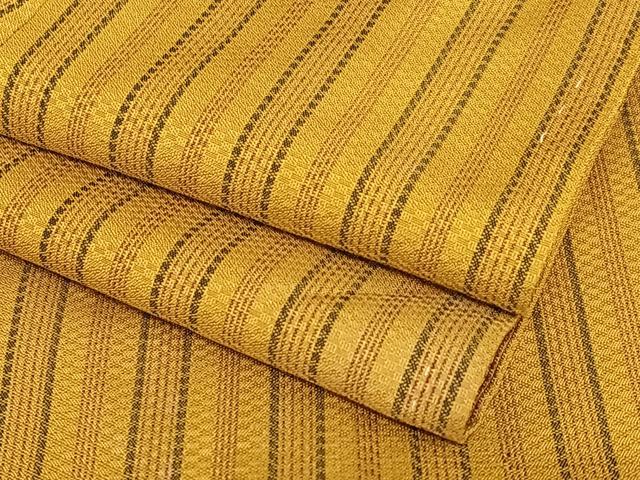 平和屋着物●山下八百子　本場黄八丈　市松綾織　縞　正絹　逸品　AAAW9198zg