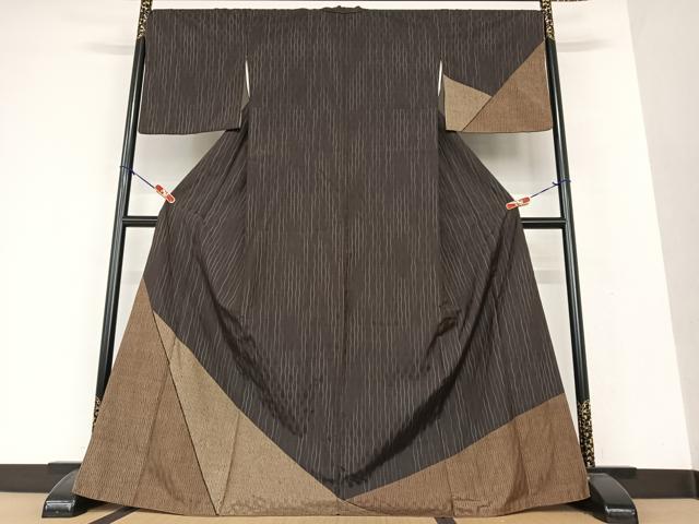 平和屋着物●上質な紬　訪問着　立涌文　変わり縞　正絹　逸品　AAAW9199zg