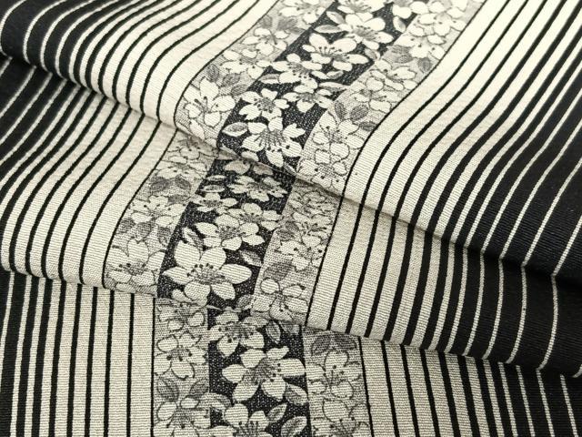 平和屋着物●上質な小紋　舞桜間道　縞　正絹　逸品　AAAW9201zg