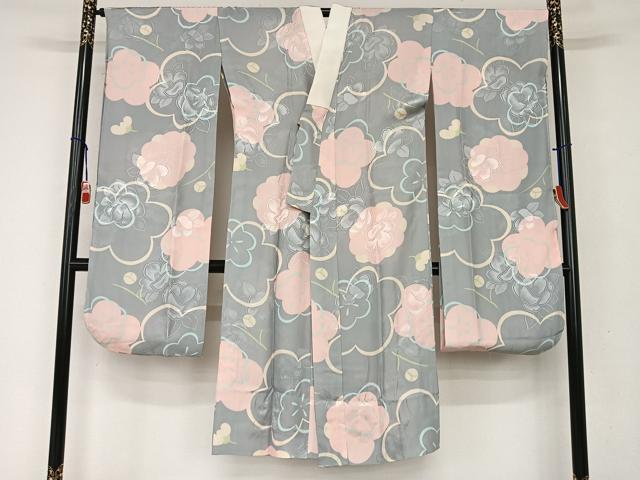 平和屋着物●振袖用長襦袢　無双仕立て　舞花文　地紋起こし　正絹　逸品　AAAW9220zg