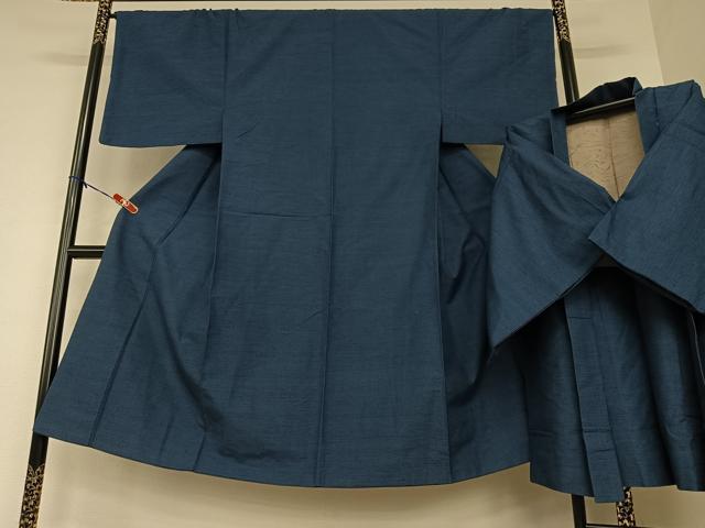 平和屋着物●男性　紬　アンサンブル　網代織り　正絹　逸品　AAAW9232zg