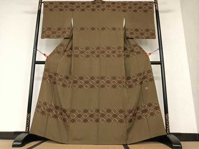 平和屋着物●ファッションデザイナー 花井幸子　訪問着　菱文　金彩　正絹　逸品　AAAW9234zg