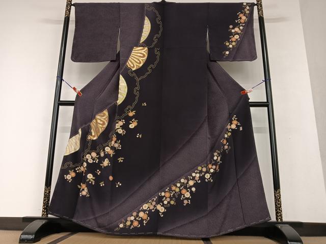 平和屋着物●訪問着　友禅　作家物　靖男　雪輪重ね花文　暈し染め　金彩　鬼しぼ縮緬　正絹　逸品　未使用　AAAW9238zg