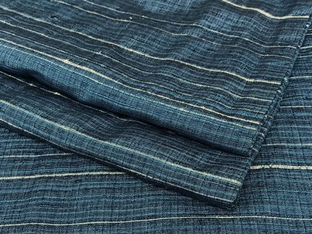 平和屋着物●上質な紬　横段文　正絹　逸品　AAAW9243zg