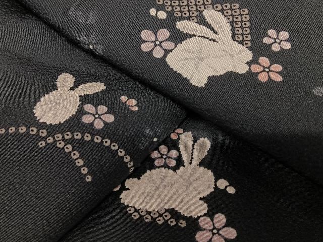 平和屋着物●上質な小紋　花兎　正絹　逸品　AAAW9249zg