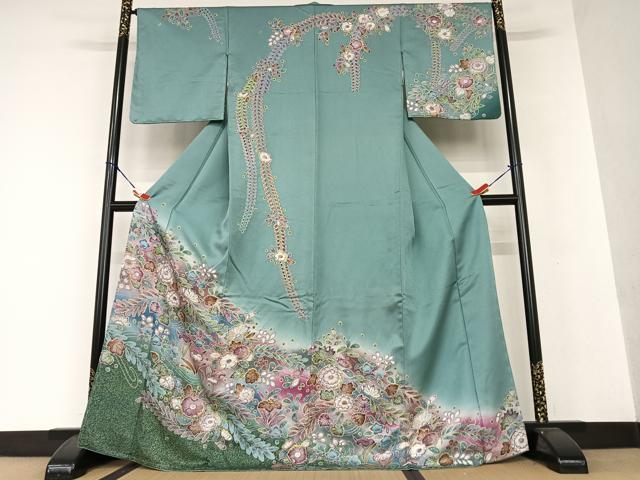 平和屋着物●訪問着　辻が花　手描き　暈し染め　金彩　正絹　逸品　AAAW9254zg