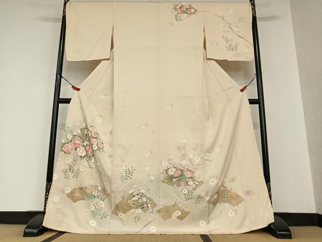 平和屋着物●訪問着　刺繍　地紙重ね花文　暈し染め　金彩　正絹　逸品　未使用　AAAW9288zg