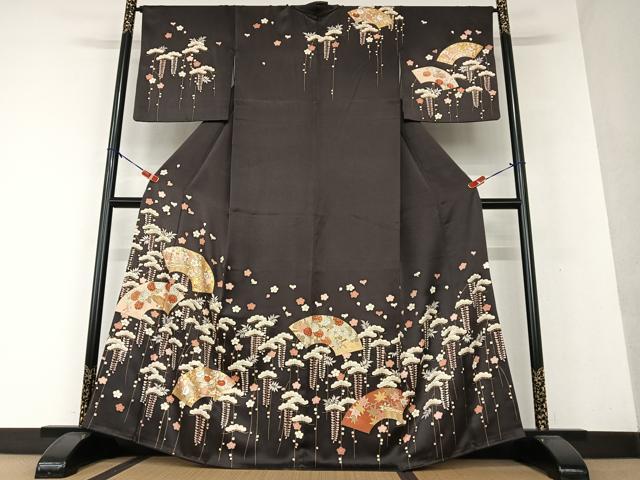 平和屋着物●訪問着　地紙花梅松文　金彩　正絹　逸品　AAAW9300zg