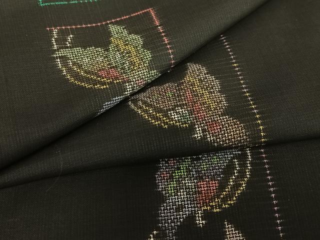 平和屋着物●本場大島紬　カタス9マルキ　地空　舞蝶文　やまと誂製　ロング丈　正絹　逸品　AAAW9301zg