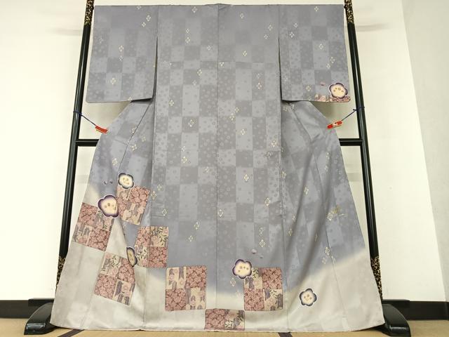 平和屋着物●REIKO　HIRAKO　ヒラコレイコ　訪問着　駒刺繍　代わり市松文様　暈し染め　金彩　正絹　逸品　未使用　AAAW9302zg